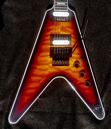 Dean V Select V Sel F Qm Tbz Quilt Top Trans Brazilia Guitar Reverb