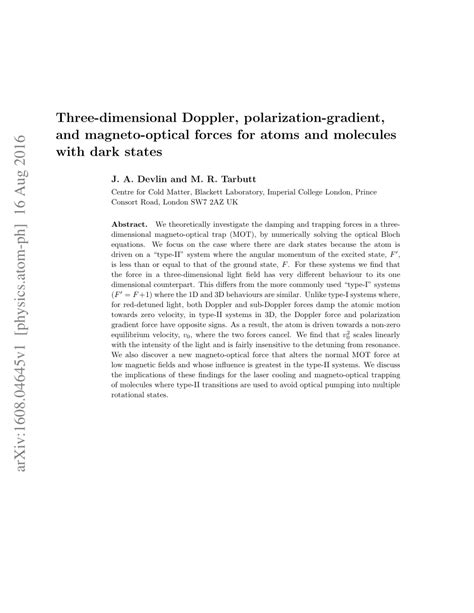 Pdf Three Dimensional Doppler Polarization Gradient And Magneto