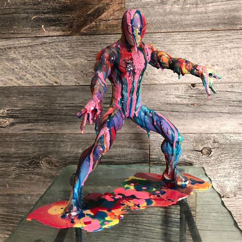 Spiderman Resin Drip Art Statue Spiderverse Splatter Splatue Drip Art