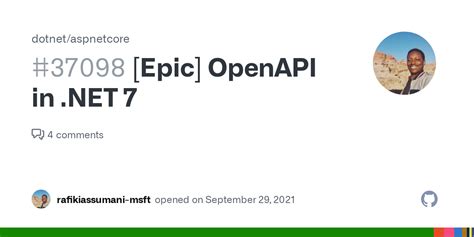 Epic Openapi In Net 7 · Issue 37098 · Dotnetaspnetcore · Github