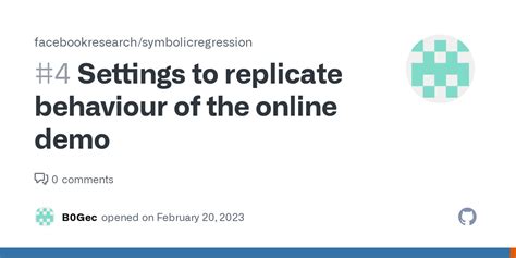 Settings To Replicate Behaviour Of The Online Demo Issue 4