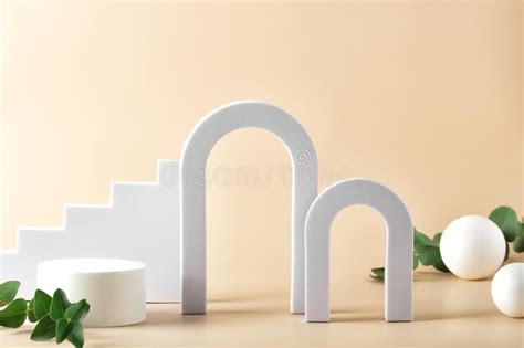 Abstract Background With Various Geometrical Forms And Podiums In