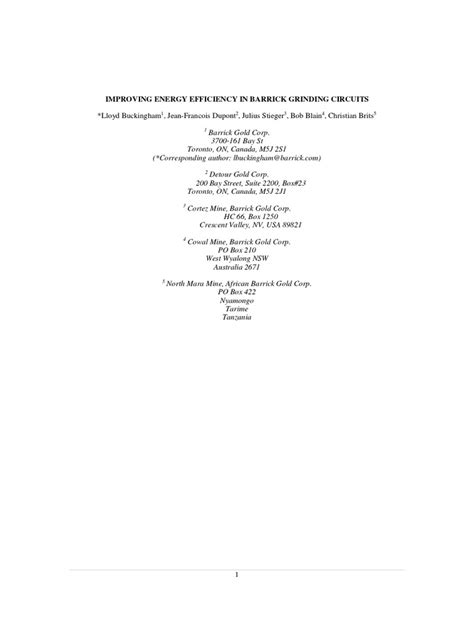 Improving Energy Efficiency In Barrick Grinding Circuits Pdf