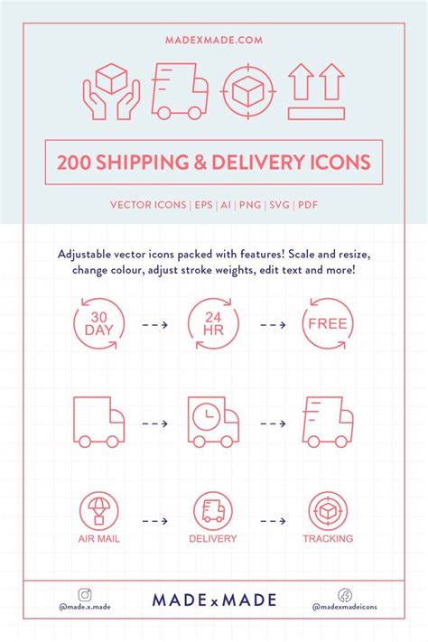 Shipping Delivery Icons Set 200 Vector Line Icons