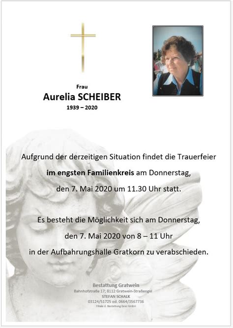 Aurelia Scheiber Bestattung Graz