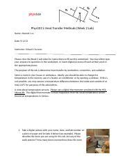 Lab Worksheet Docx Phys Heat Transfer Methods Week Lab Name