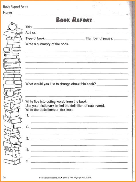 Book Report Template 3rd Grade 7 Professional Templates Professional Templates