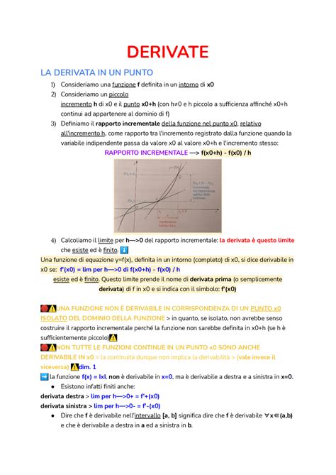 Derivate Riassunto Di Matematica Docsity