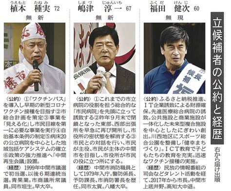 中間市長選立候補者の公約と経歴 3氏が懸命の終盤戦 中間市長選と市議選、あす投票 写真・画像12｜【西日本新聞me】