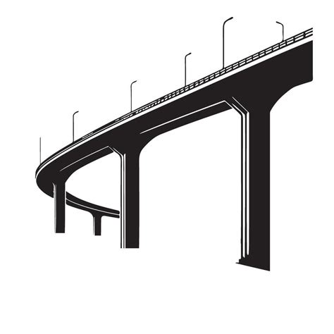 Silueta La Carretera Paso Superior Ilustración Puente Estructura