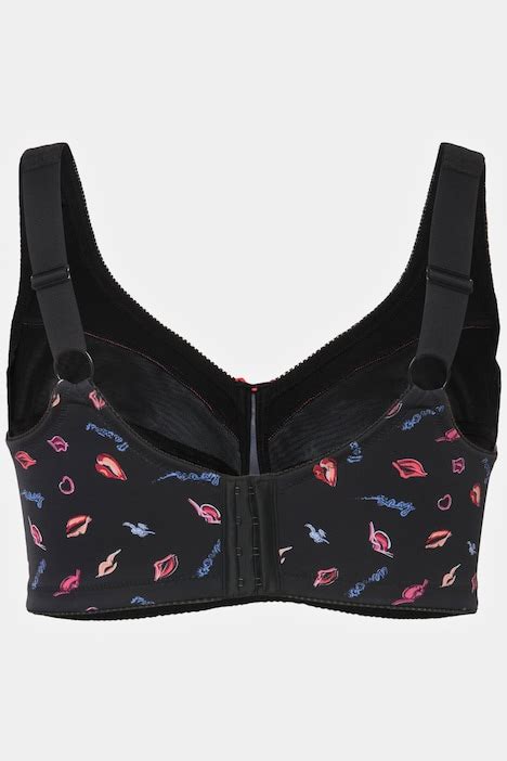 Kiss Print Relief Bra Black Ulla Popken