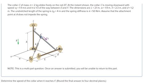 Solved The Collar C Of Mass M 2 Kg Slides Freely On The Chegg Com
