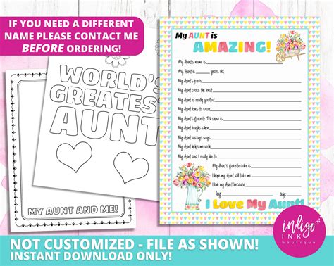 All About My Aunt Printable Printable Word Searches