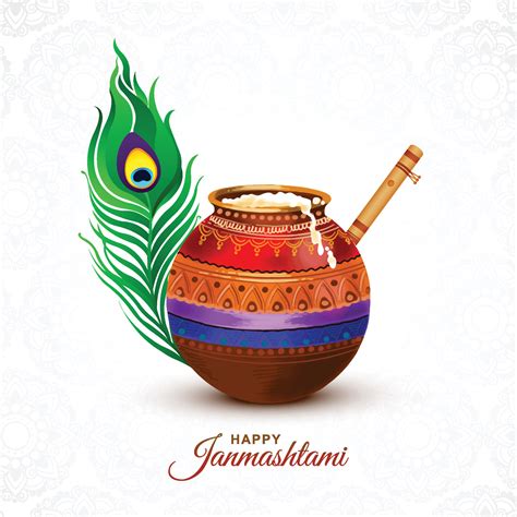 Happy Janmashtami Background With Matki And Makhan 27289549 Vector Art At Vecteezy