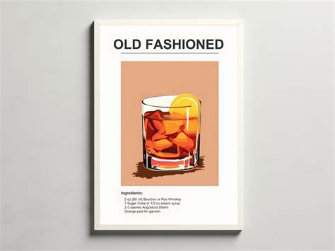 Old Fashioned Wall Art Cocktail Wall Art Bar Cart Decor Bar Drinks