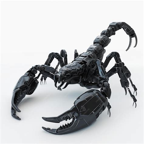Premium Photo 3d Render Of Black Robotic Scorpion On White Background
