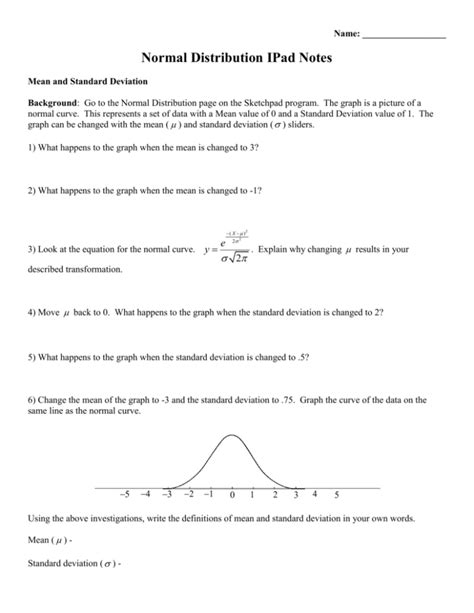 Normal Distribution Mean Sd Z Scores Worksheet