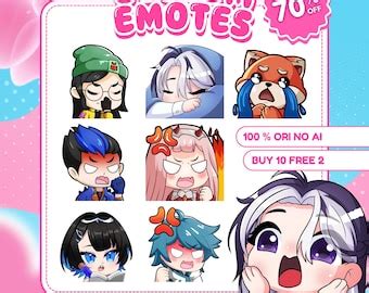 Custom Twitch Emotes Cute Emotes Vtuber Emotes Kick Emotes Sub