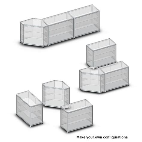 L Shaped Display Counter Modular Glass Retail Counters Locking