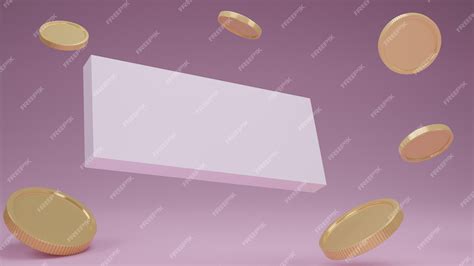 동전이 날아다니는 빈 디스플레이파스텔 개념디지털 지갑 쇼핑 모바일 앱금화 화살표 동전캐시백 및 뱅킹돈 절약 빈 화면 복사 공간3d 렌더링 그림 프리미엄 사진