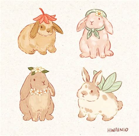 Cute Bunny Doodles With Pastel Colors Cute Little Rabbit Drawing