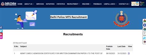 Delhi Police MTS Recruitment Online Apply Last Date Direct Link Delhipolice Nic In