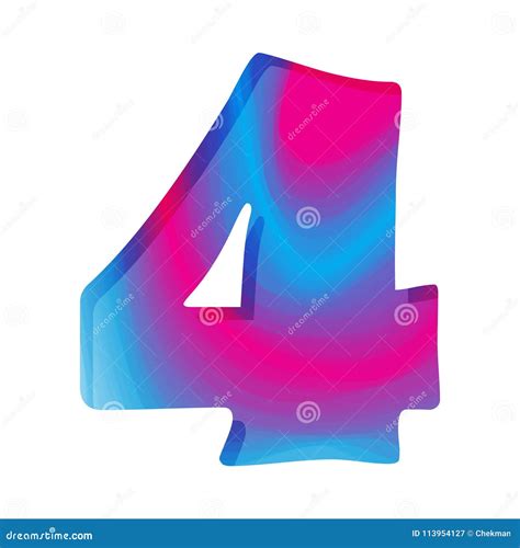 Abstract Colorful Number Four Vector Illustration Stock Illustration