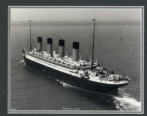 Rms Olympic At Sea Black And White Signed Photograph By