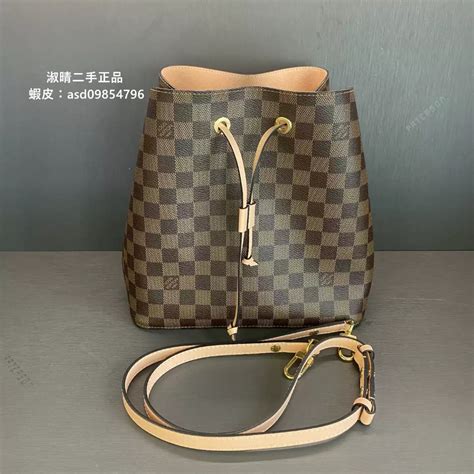 全新二手lv NÉonoÉ 中號水桶包 牛皮革 棕色棋盤格 單肩包 斜挎包 N40213 N40198 實拍女包 蝦皮購物