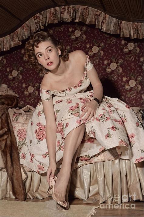 Young Natalie Wood Posing In A Beautiful Orange Colored Dress By