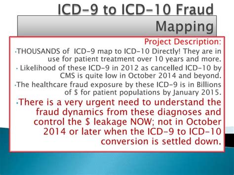 Icd 9 To Icd 10 Fraud Mapping Ppt