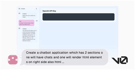 Create A Chatbot Application Which Has 2 Sections One Will Have Chats