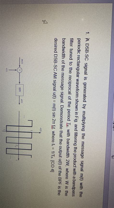 A Dsb Sc Signal Is Generated By Multiplying The Message Signal Mt