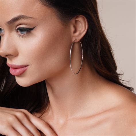Rhodium Plated 925 Sterling Silver Braided Hoop Earring Are00049rh