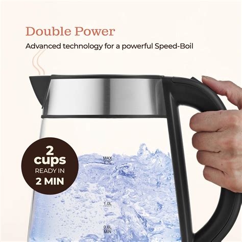 Peach Street Speed Boil Electric Kettle 17l 1500w Glass Auto Shut