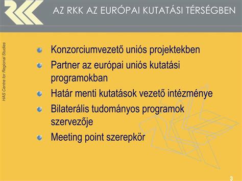 PPT AZ MTA REGIONÁLIS KUTATÁSOK KÖZPONTJÁNAK JÖVŐKÉPE 20102015