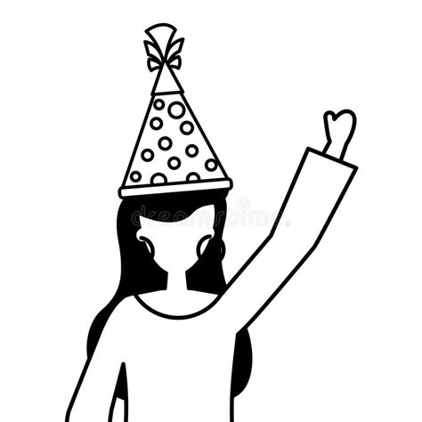 Woman With Party Hat Birthday Celebration Stock Illustration