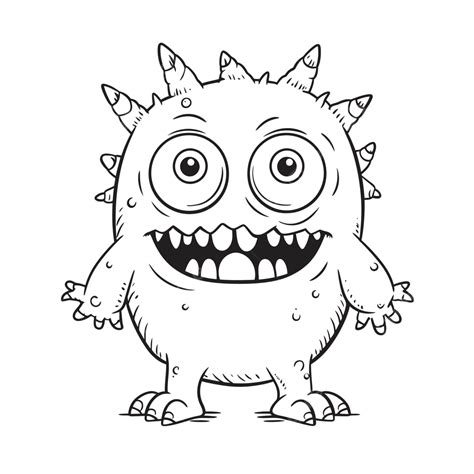 Funny Monster Coloring Page Cartoon Outline Sketch Drawing Vector Drawing Clipart Monster