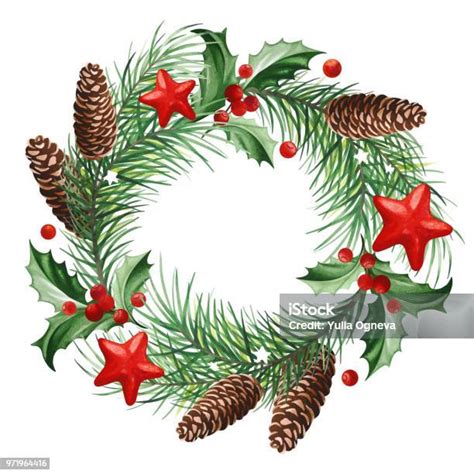 クリスマスの飾り ひいらぎの葉円錐形と白い背景の上の星とクリスマス ツリーのあるフレーム お祝いのベクターアート素材や画像を多数ご用意 お祝い イラストレーション カットアウト