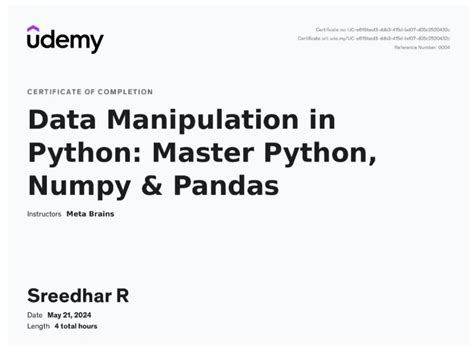 Completed Data Manipulation In Python Course Sreedhar R Posted On The Topic Linkedin