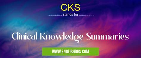Cks What Does Cks Mean In Medical Clinical