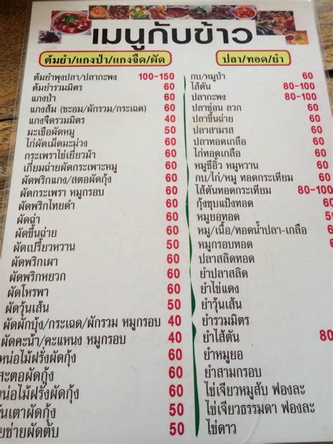 รายการอาหารบางส่วนยั่วกัน ร้าน ครัวไฝ อาหารตามสั่ง ม ธนินทร พร้อมรีวิว