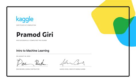 Pramod Giri Completed The Intro To Machine Learning Course On Kaggle