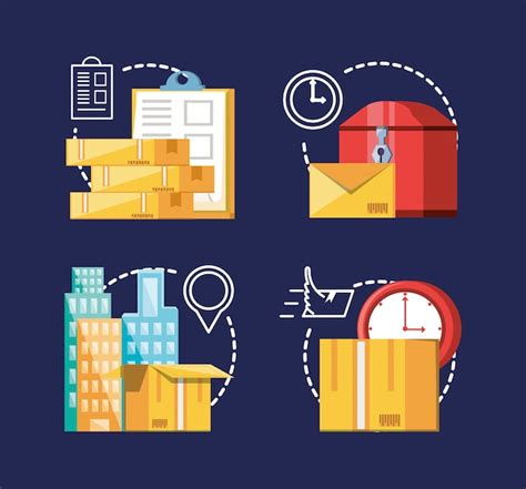 Establecer Iconos De Servicio Logístico Vector Premium