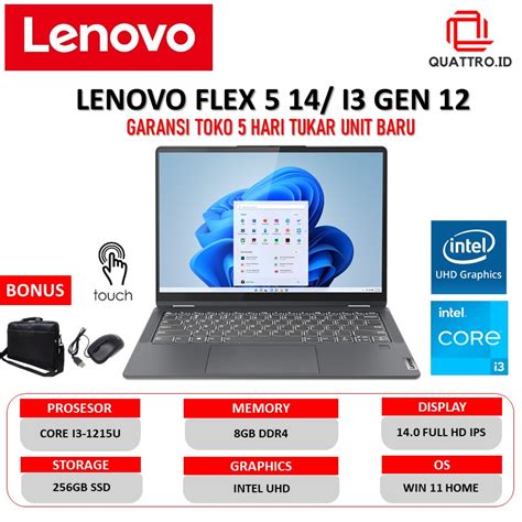 Jual Lenovo Flex 5 14 2in1 Touch Core I3 1215u 8gb 512ssd Win11 14 Full