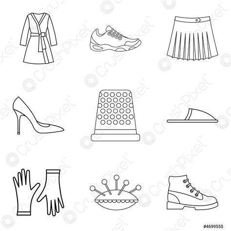 Home Clothes Icon Set Outline Style Stock Vector 4699555 Crushpixel