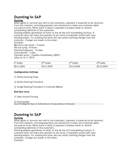 Dunning Sap Processing Pdf Invoice Service Industries