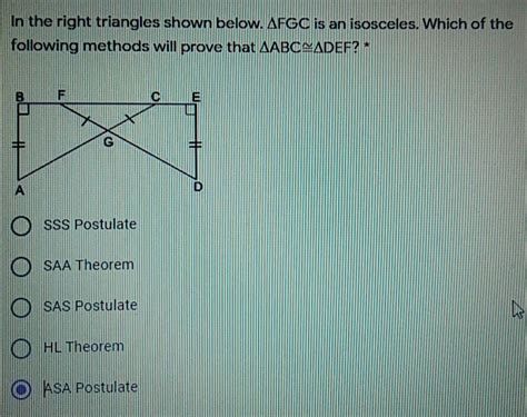 Solved In The Right Triangles Shown Below Delta Fgc Is An Isosceles