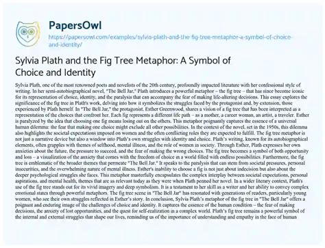 Sylvia Plath And The Fig Tree Metaphor A Symbol Of Choice And Identity