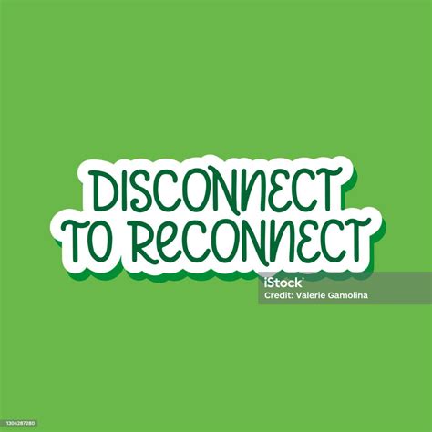 다시 연결 연결을 끊기 디지털 해독에 대한 벡터 낙서 문자 인용 녹색 글자 카드 엽서 배너 포스터 스티커 및 소셜 미디어를 위한 벡터 템플릿 Mental Wellbeing에